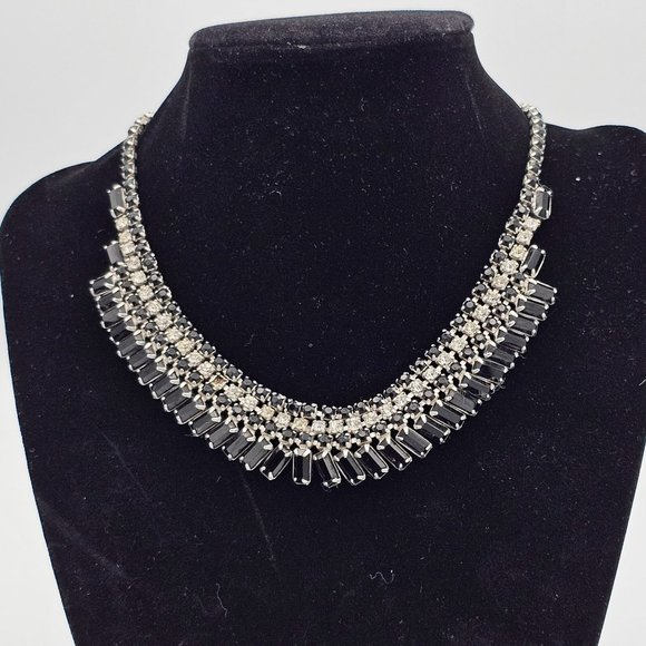 Vintage | Jewelry | Elegant Clear And Black Rhinestone Princess Collar ...
